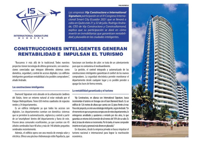 Vip Constructora Andrade e International Signature, en Revista Líderes